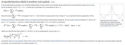 Reference Request Origin Of The Smooth But Nowhere Real Analytic