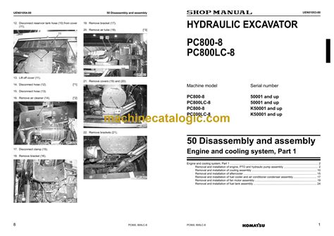 Komatsu Pc800 8 Pc800lc 8 Hydraulic Excavator Shop Manual Uen00373 05