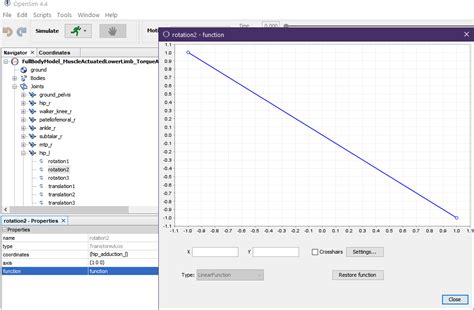 gui doesn t show correct coordinate s linearfunction · issue 1450 · opensim org opensim gui