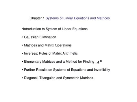 Ppt Introduction To System Of Linear Equations Gaussian Elimination Matrices And Matrix