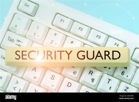 Hand Writing Sign Security Guard Word Written On Tools Used To Manage