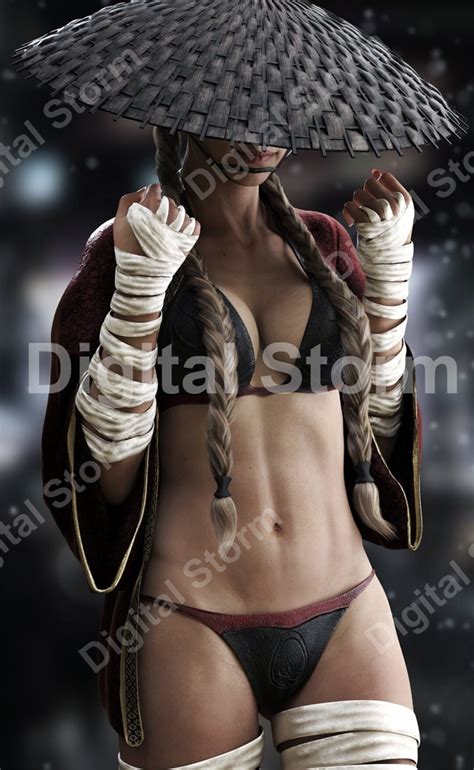 Fantasy Female Warrior Monk Dressed In A Sexy Cloak Outfit 3d