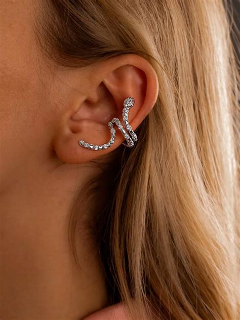 Женская серьга каффа Змея на левое ухо кольца на ухо комплект кафф 3 шт купить по цене 149 ₽ в