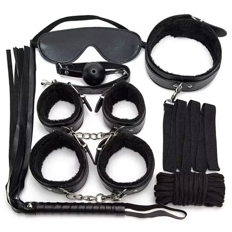Erotic Bdsm Set Sexy Leather Plush Sex Toys Bondage Kit Handcuffs