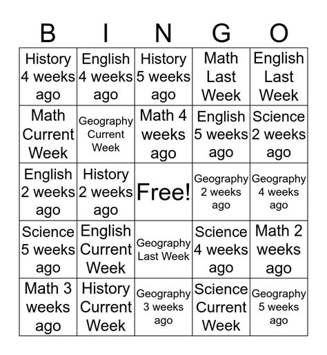 Classical Conversations Bingo Card
