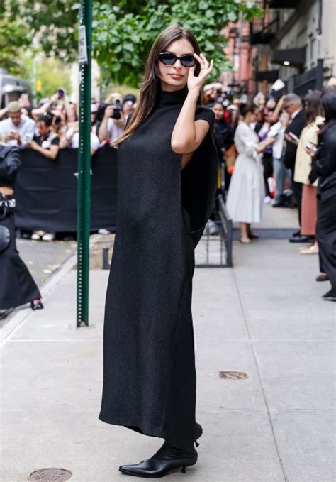 Emily Ratajkowski Unveils Slashed Black Dress At Calvin Klein • Celebmafia
