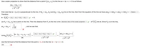 Solved Use A Scalar Projection To Show That The Distance