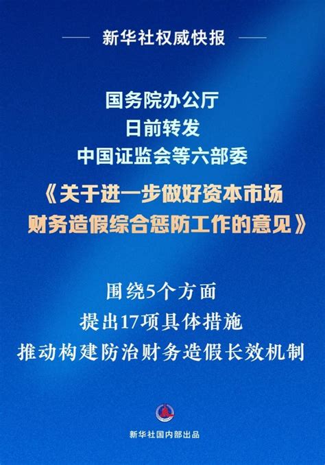 新华社权威快报丨打击资本市场财务造假最新政策来了！ 新华网客户端