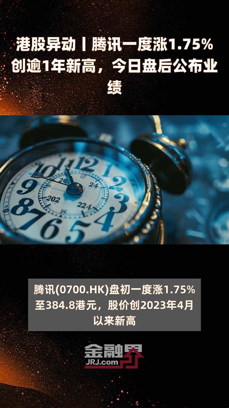 港股异动丨腾讯一度涨175创逾1年新高，今日盘后公布业绩 快报凤凰网视频凤凰网