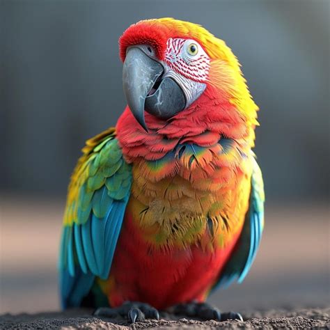 Premium Photo A Colorful Parrot Is Standing On A Dirt Ground