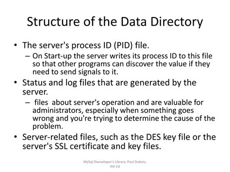 PPT MySQL Administration The Mysql Data Directory PowerPoint