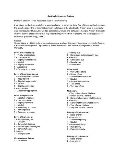 Likert Scale Response Options Mwcc Likert Scale Response Options Examples Of Likert Scaled