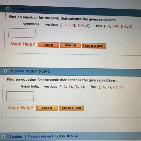 Solved Find An Equation For The Conic That Satisfies The