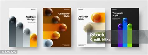 크리에이티브 엽서 A4 디자인 벡터 템플릿 세트입니다 현대 3d 공 핸드빌 일러스트 구성 A4 용지에 대한 스톡 벡터 아트 및 기타 이미지 Istock