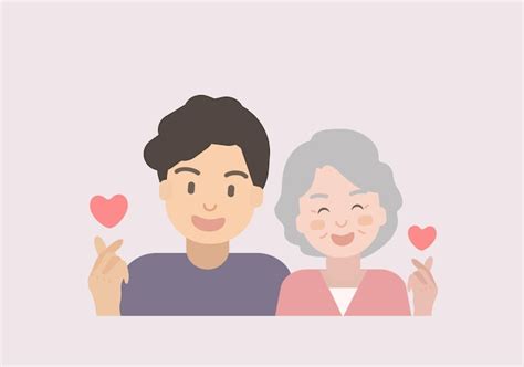 함께 웃고 있는 어머니와 아들 해피 어머니의 날 프리미엄 벡터