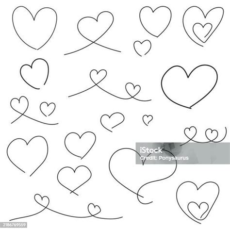 하트 낙서 세트 하트 일러스트 테두리 사랑 상징 컬렉션 절연 2월에 대한 스톡 벡터 아트 및 기타 이미지 2월 감정 귀여운 Istock