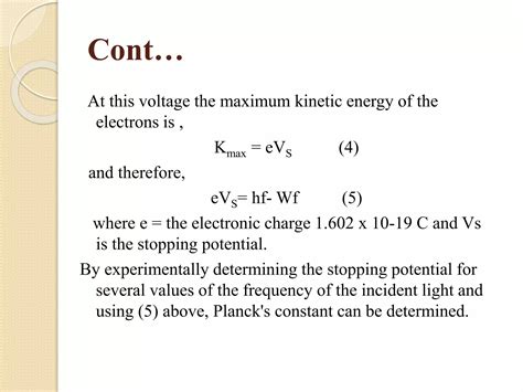 Planck Constant Using Photoelectric Effect Pptx Chemistry Science