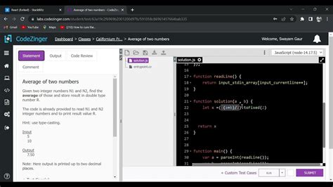 Average Of Two Numbers Codezinger Question Youtube