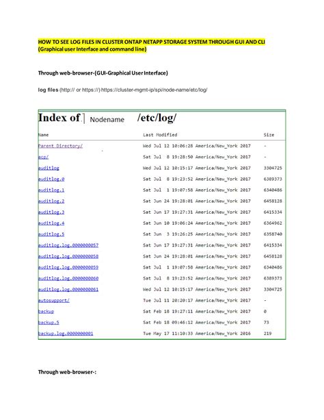 How To See The Log Files Through Gui And Cli In Cluster Ontap Netapp