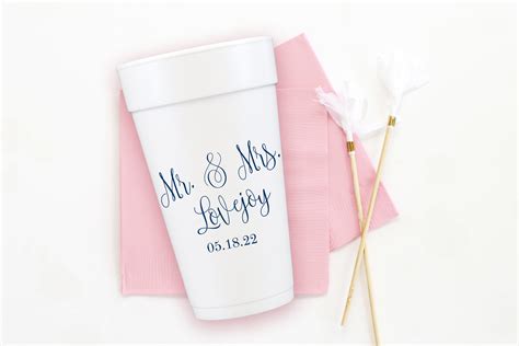 Custom Foam Wedding Cups With Names — When It Rains Paper Co