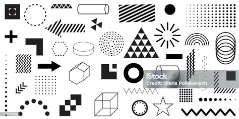 검은색 기하학적 모양 세트입니다 그래픽 요소 벡터입니다 팝 아트 텍스처 스페이스 포스터 세트 추상 복고풍 벡터 텍스처 스톡