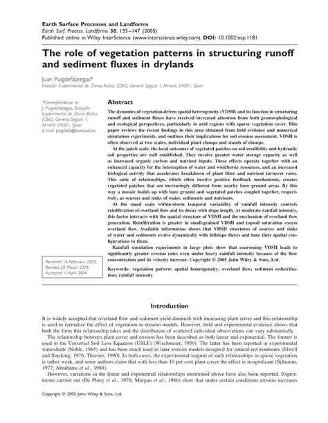 The Role Of Vegetation Patterns In Structuring Runoff And Sediment