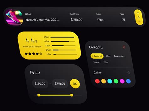 Ecommerce Ui Components Dark Theme By Pashaei Behzad For Oniex™ On