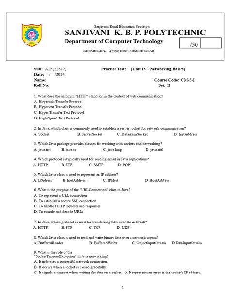 Ajp Networking Basics Questions Set2 Pdf Network Socket Internet Protocol Suite