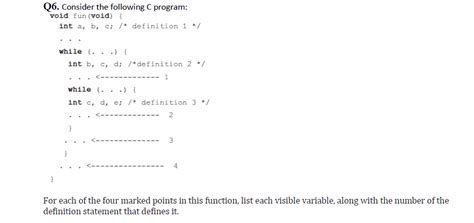 Solved Q6 Consider The Following C Program Void Fun Void
