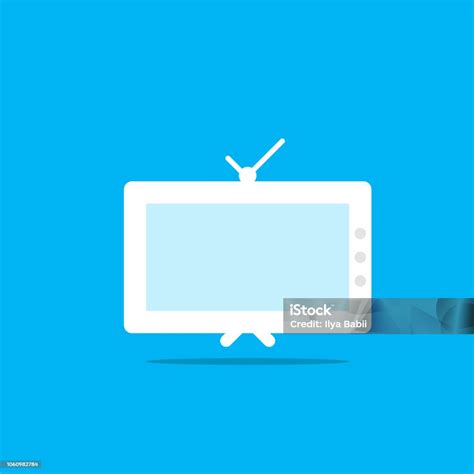 파란색 배경에 Tv 아이콘입니다 벡터 일러스트 레이 션 텔레비전에 대한 스톡 벡터 아트 및 기타 이미지 텔레비전 텔레비전