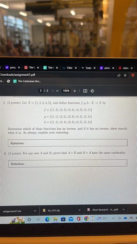 Solved 5 2 Points Let X {1 2 3 4 5} And Define Functions