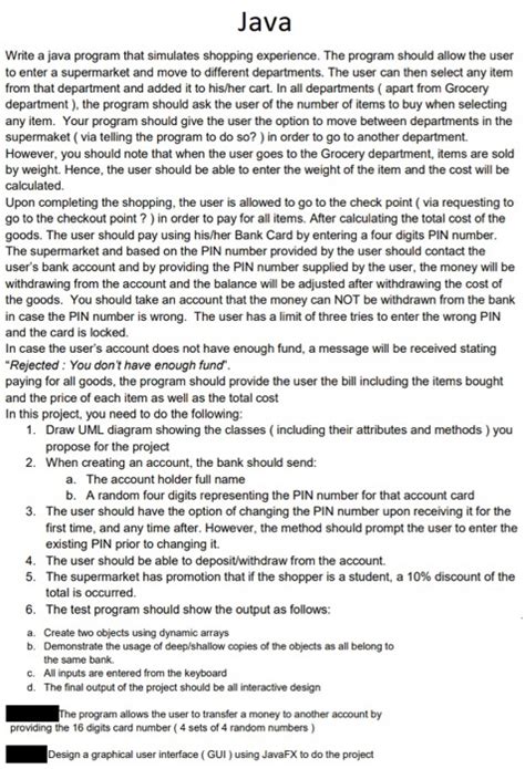 Java Write A Java Program That Simulates Shopping