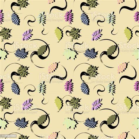 잎은 원활한 패턴 다채로운 유행 배경 당신의 패션 섬유 인쇄 벡터 일러스트 레이 션에 대 한 준비를 추상화합니다 0명에 대한 스톡 벡터 아트 및 기타 이미지 Istock