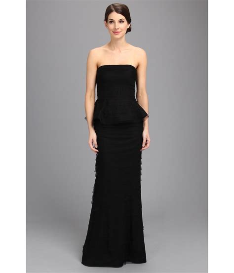 Adrianna Papell Shutter Peplum Gown In Black Lyst