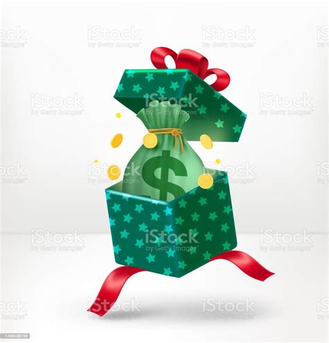 금화가 든 돈 가방이 있는 선물 상자를 엽니다 3d 벡터 일러스트 레이 션 3차원 형태에 대한 스톡 벡터 아트 및 기타 이미지 3차원 형태 개념 개념과 주제 Istock
