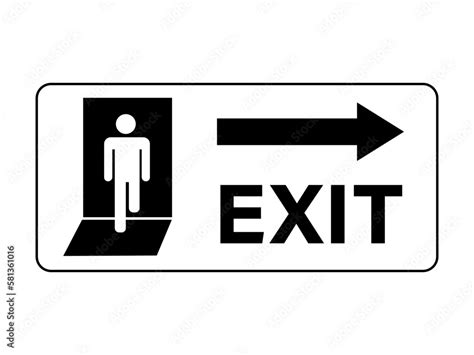 Exit Door Indication Sign With A Silhouette Of Person Crossing The Door A Directional Arrow And
