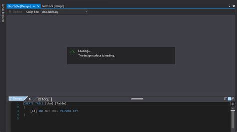 Database In Visual Studio 2019 It Show Loading The Design