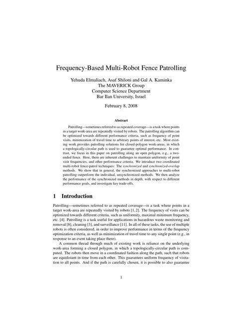 Pdf Frequency Based Multi Robot Fence Patrolling