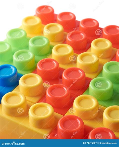 Toy Blocks Interlocking Plastic Bricks On White Stock Image Image Of