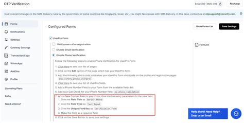 Setup OTP Verification For UserPro Form On WordPress