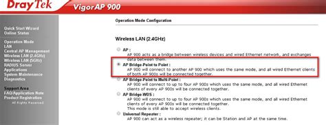 How To Configure Point To Point Bridging Between Two Wireless Access Points AP900 DrayTek FAQ