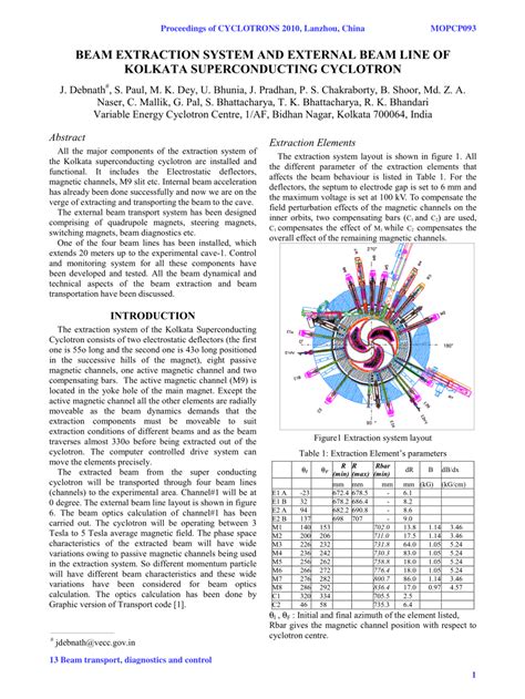 Pdf Beam Extraction System And External Beam Line Of Kolkata Superconducting Cyclotron