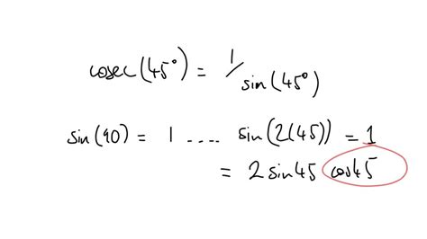 Solved Exact Value Of Csc 45 Degrees