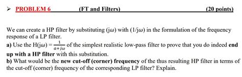 Solved PROBLEM FT And Filters Points We Can Chegg Com