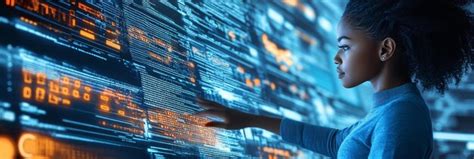 Young Woman Interacting With Futuristic Data Visualization Interface