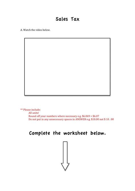 Calculating Total Cost After Sales Tax Worksheet Live Worksheets