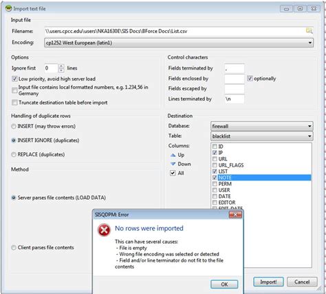 No Rows Were Imported