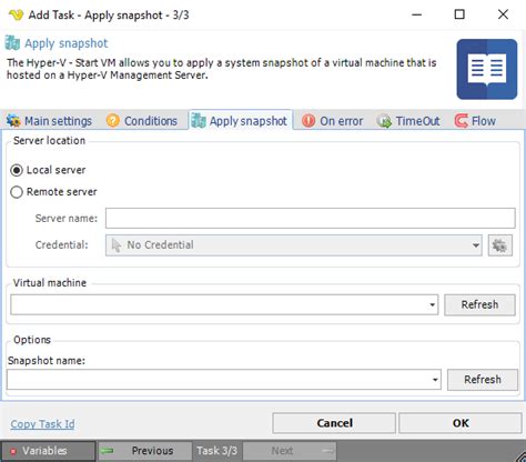 task hyper v apply snapshot