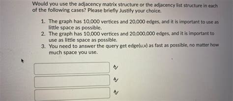 Solved Would You Use The Adjacency Matrix Structure Or The