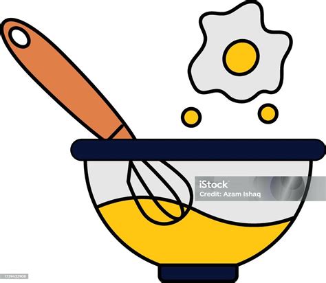 스크램블 에그 준비 개념 달걀 노른자와 흰자를 함께 휘젓는 벡터 아이콘 디자인 베이커리와 구운 좋은 기호 요리 및 주방 교육 기호 레시피 개발 스톡 일러스트레이션 0명에